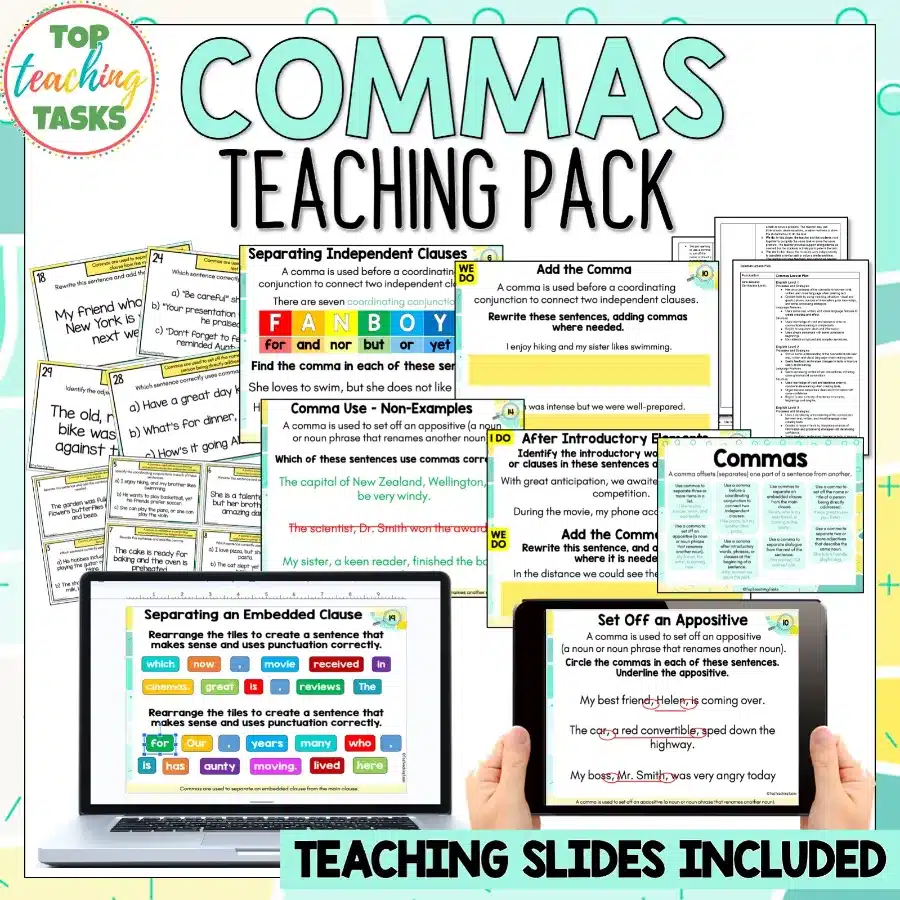 Comma Lesson Using Commas In Lists — Rewrite The Sentence (Year 3)