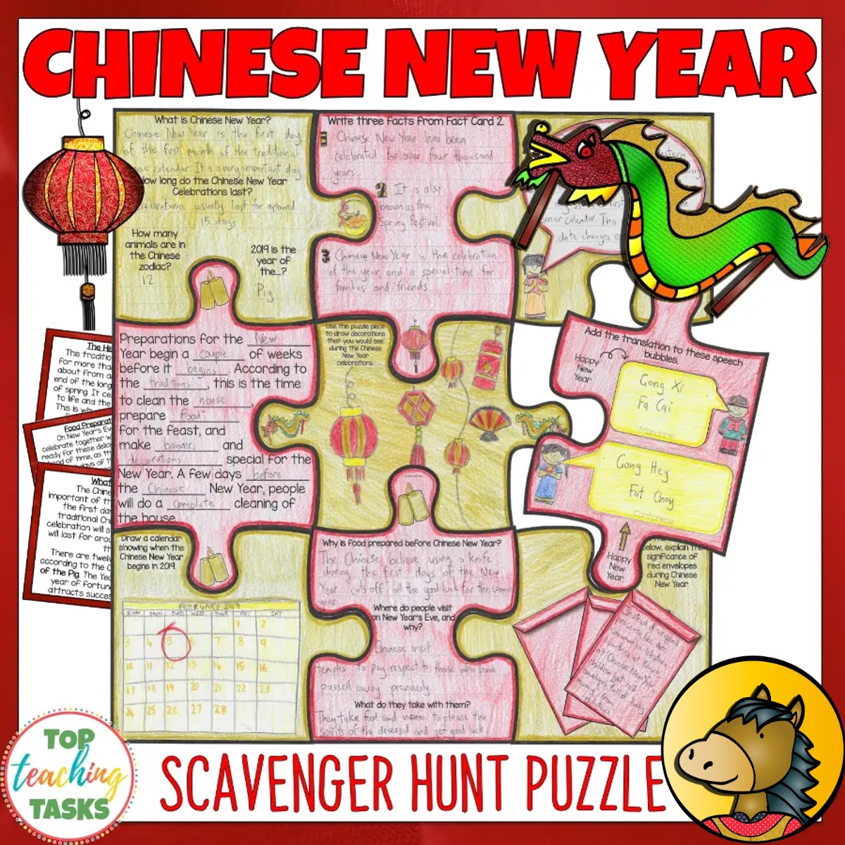 Chinese New Year Reading Comprehension Puzzle Activity – Top Teaching ...