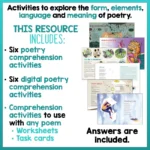 Poetry Comprehension Activities for NZ School Journal Poems - Print and ...