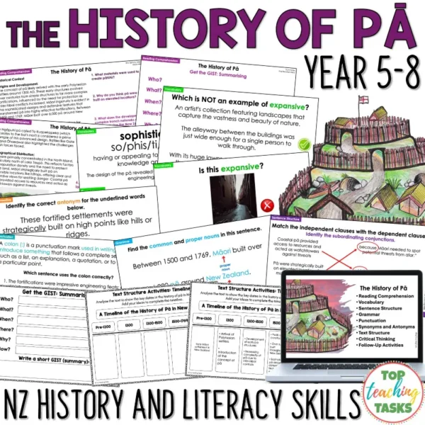 The History of Pā in NZ – History and Literacy Activities Year 5-8 ...