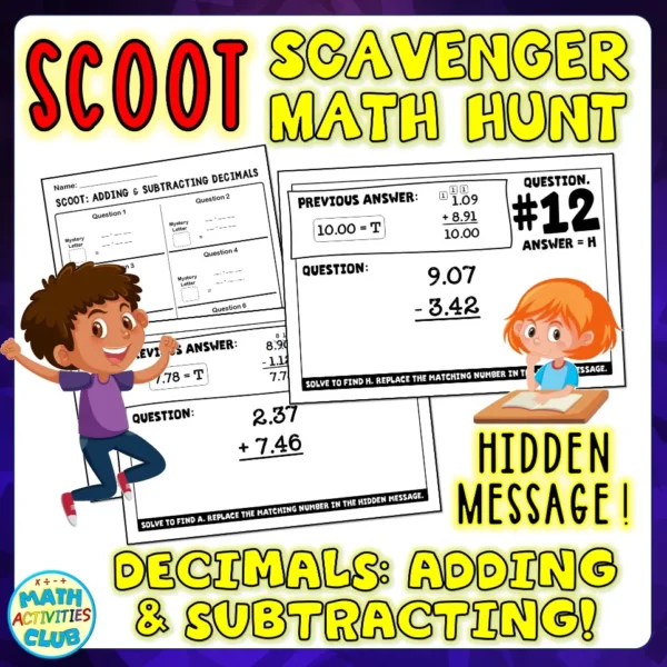 Scoot Cards: Adding and Subtracting Decimals Scavenger Hunt - Top ...
